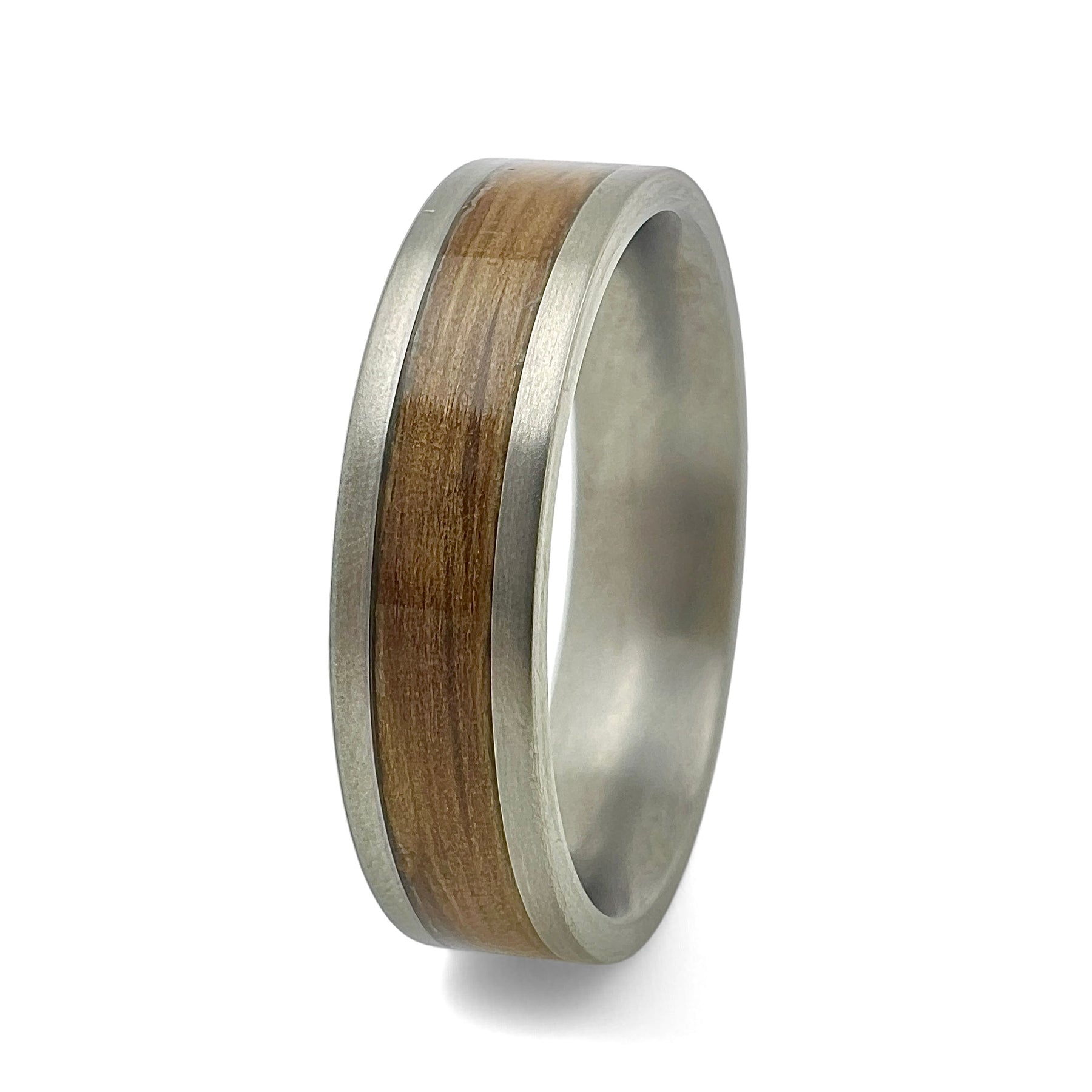 Men's Titanium Rings | Whisky Barrel Oak | Eco Wood Rings UK