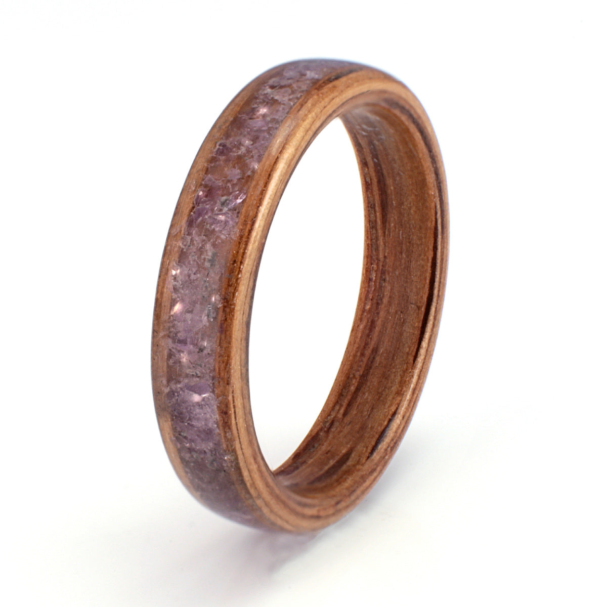 Eco Wood Rings - Oak Wood Ring 4mm with Amethyst