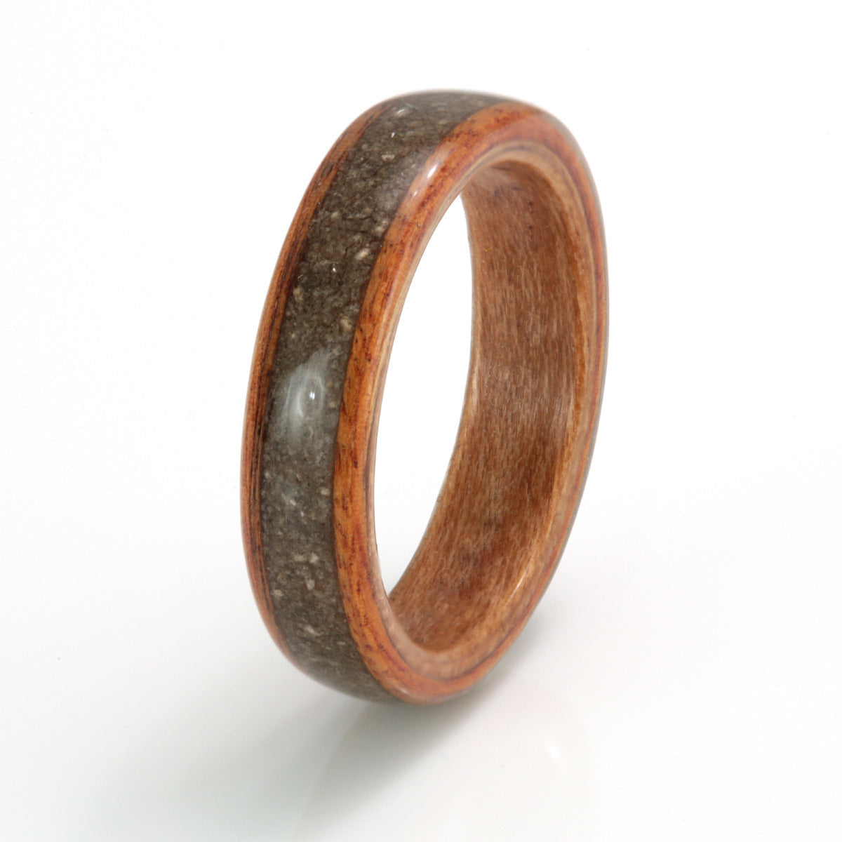 Eco Wood Rings - Rosewood Ring with Cherry & Pebble