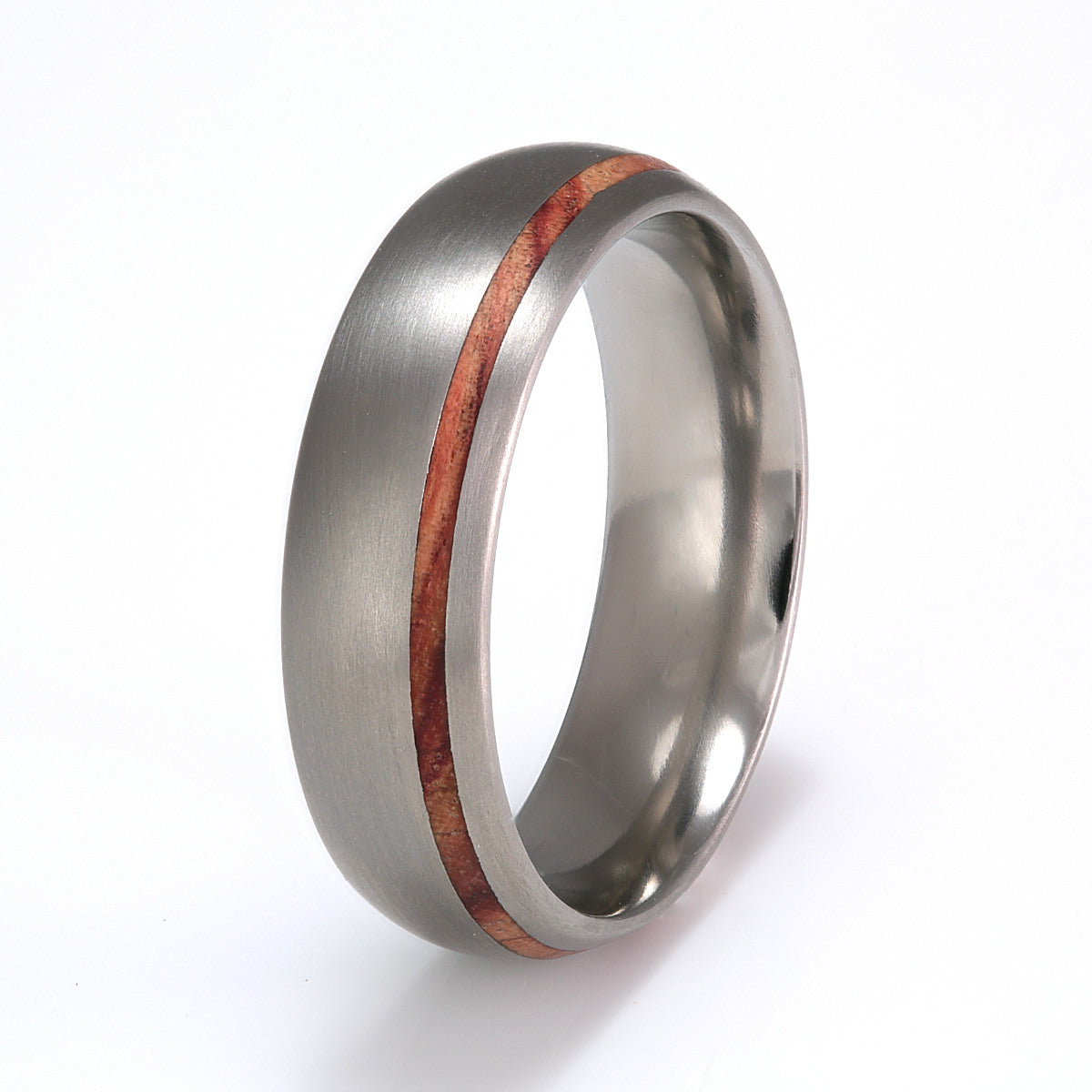 Eco Wood Rings - Titanium Wood Ring 7mm Rounded