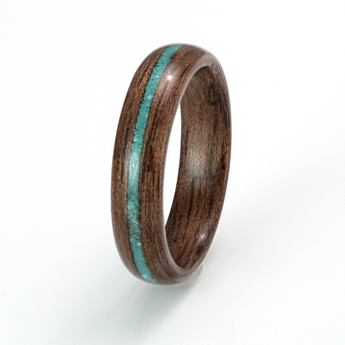 Eco Wood Rings - Walnut Wood Ring with Turquoise