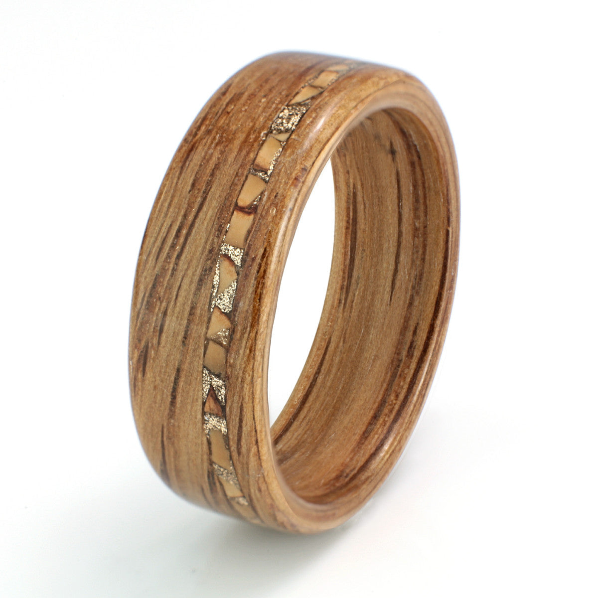 Eco Wood Rings - Walnut Wood Ring with Walnut Shell & Gold Shavings